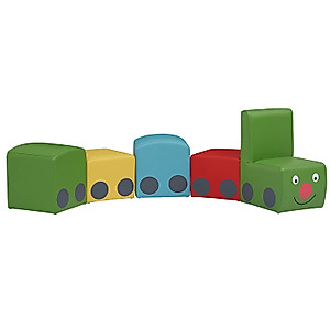 Kinfant Kids Sofa Baby Leather Chairs Toddler Colorful Flexible Soft Foam Stool Set, Suit for Toddlers and Kids, 5Pcs