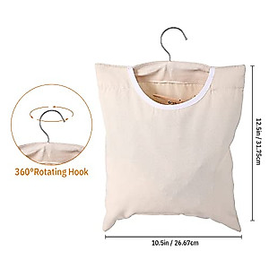 Clothes Pins Bag Holder Laundry Canvas Clothespin Bag with Hanging Hook, 100 Pieces 2.8 x 0.4 Inch Large Wooden Clips Wood Clothespins with Spring for Line-Drying
