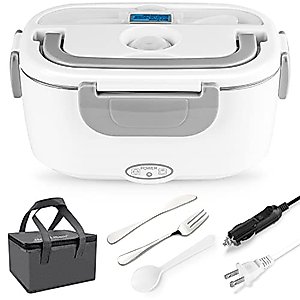 Electric Lunch Box 2 in 1, Electric Lunch Box Food Heater Car and Home Use Portable Lunch Heater 110V & 12V 60W - Stainless Steel Portable Food Warmer