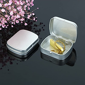 AKOAK 3 Pcs 2.4 x 1.7 x 0.6 Inches Rectangular Empty Hinged Tins Box Containers for First Aid Kit,Survival Kits,Storage,Herbs,Pills,Crafts and More (Silver)