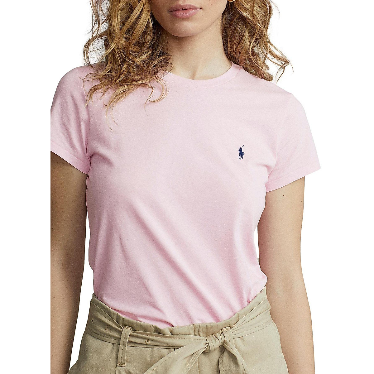 Polo Ralph Lauren Womens Crew Neck Jersey T-Shirt (X-Large, LitePink)