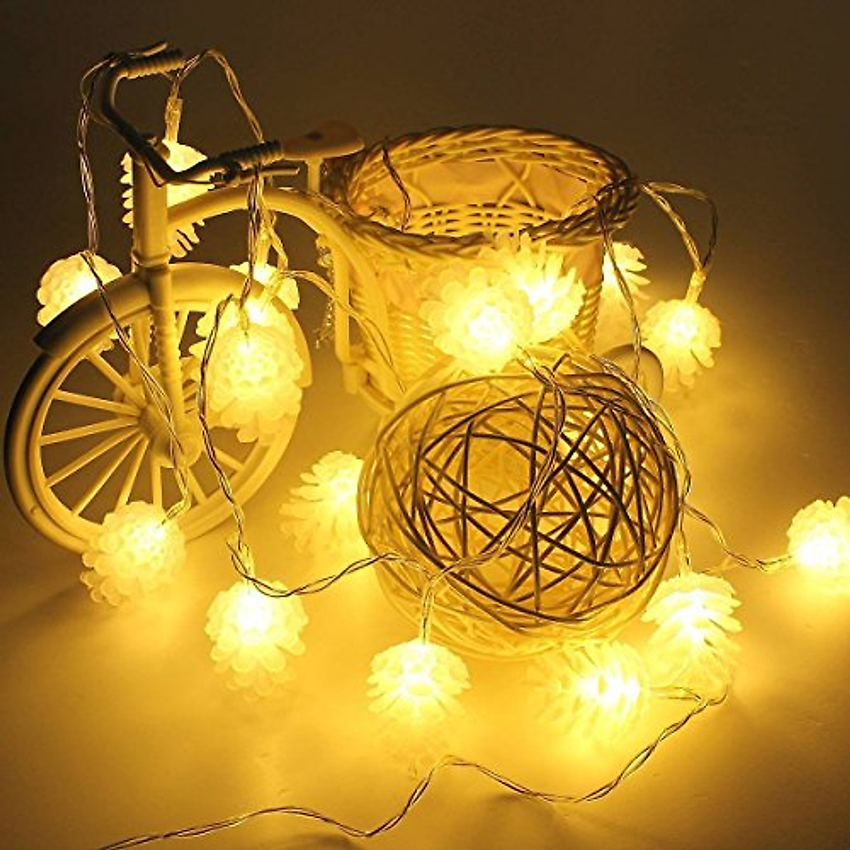 WONFAST Pine Cone Led String Lights, Waterproof 5m/16.4ft 20LED Outdoor Solar Powered Fairy Starry Lights for Gardens Christmas Trees Weddings Parties Indoor Holiday Decoration (Warmwhite)