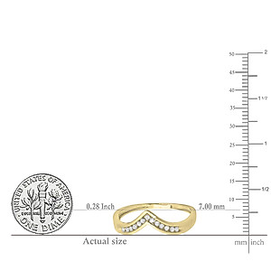 Dazzlingrock Collection 0.10 Carat (Cttw) 14K White Round Diamond Wedding Guard Chevron Ring 1/10 CT, Yellow Gold, Size 7