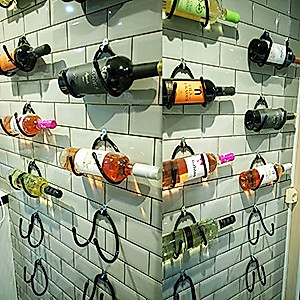 Pmsanzay Wall Mounted Wine Rack Wine Bottle Rack Holder Storage Organizer with Rubber Protection（No Scratches）- Home & Kitchen Décor - Pack of 6