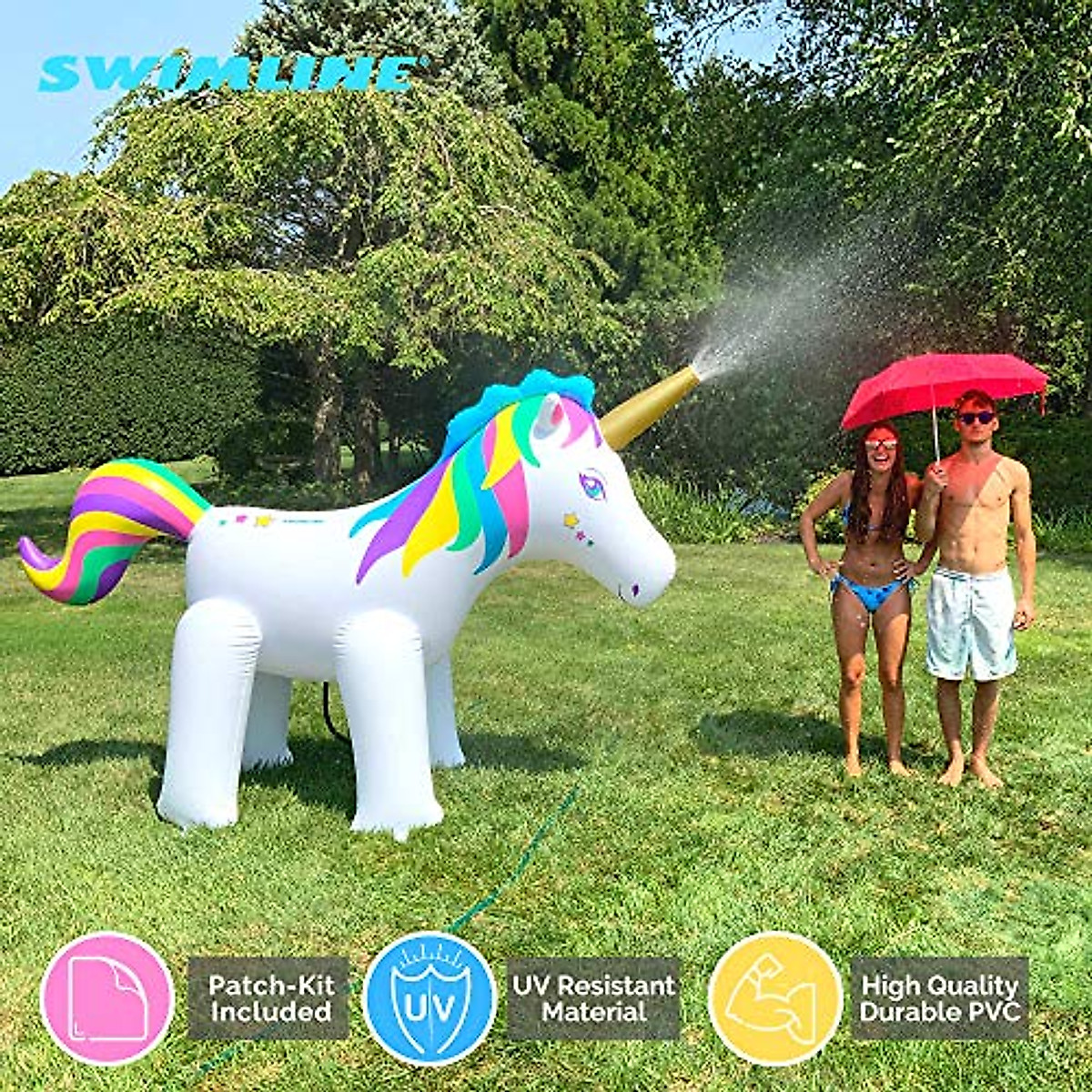SWIMLINE Humongous Backyard Unicorn Sprinkler for Outdoor Fun and Adventure | Included Anchor Set, Standard Hose Connection, 6 Feet Tall | for Kids and Family Activity and Action