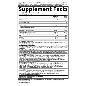 Garden of Life Perfect Food Berry Super Green Fruit & Veggie Formula - 30 Servings, 49 Superfoods Greens, Sprouts, Fruits, Veggies, Probiotics, Spirulina, Vegetarian Juice Superfood Powder Supplement