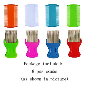 8 Pieces Comb Include 4 Pieces Hair Comb Double Sided, 4 Pieces Removing Dandruff Flakes with Metal Teeth