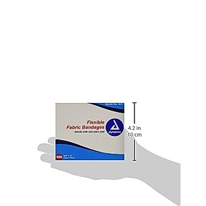 Dynarex Fabric Adhesive Bandages - Sterile & Flexible Fabric Bandages for Wounds - Non-Stick Pads - Individually-Wrapped First Aid Supplies - No Latex - 3/4x3", 100 Count(Pack of 1)