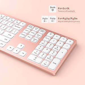 Wireless Keyboard and Mouse Combo with Backlit, Seenda Illuminated Rechargeable Full-Size Keyboard and Mouse for Windows Computer Laptop Desktop (Rose Gold)