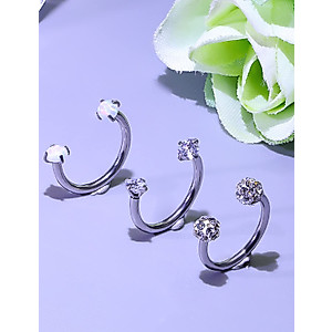 Ocptiy 16G Septum Ring Piercing Jewelry for Women 16 Gauge Stainless Surgical Steel Horseshoe Septum Nose Eyebrow Lip Ring Helix Tragus Cartilage Daith Rook Earring Hoop Piercin Jewelry Men Women 8mm