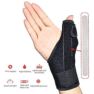 Thumb and Wrist Stabilizer Splint, Thumb Brace Black Adjustable Lightweight Breathable for Arthritis Soft Tissue Injuries of The Thumb