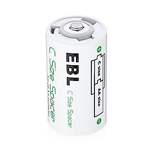 EBL C Size Battery Adapters, AA to C Size Battery Spacer Converter Case Use with Rechargeable AA Battery Cells - 4 Pack