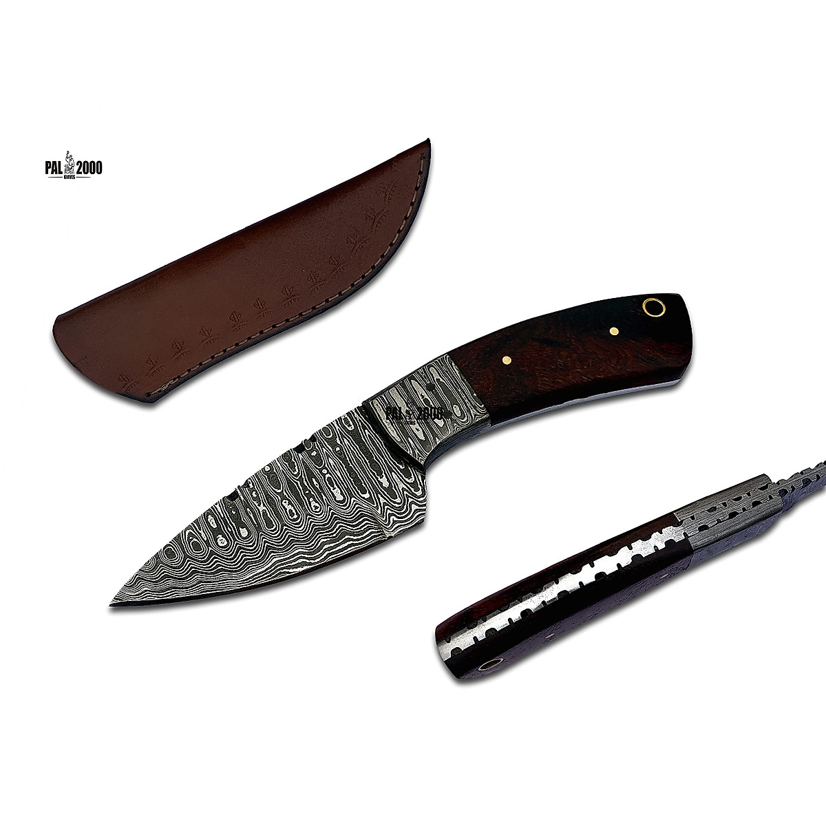 PAL 2000 KNIVES DAM-6011 Handmade Damascus Steel Knife with Sheath New Pattern Blade and Handle