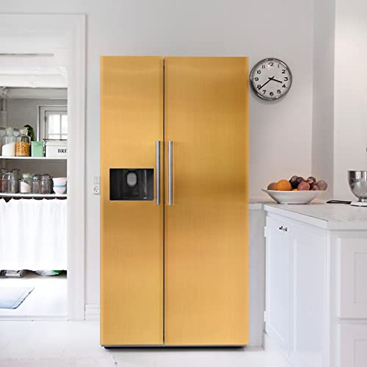 Mecpar Gold Contact Paper 15.8"x 118" Gold Wallpaper Peel and Stick Wallpaper Brushed Metal Look Gold Stainless Steel Wallpaper Gold Metallic Wallpaper for Room Furniture DIY Cabinets Decor