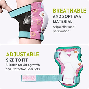 OutdoorMaster Knee Pads For Kids/Youth Elbows Pads Wrist Guards 3 In 1 Protective Gear Set for Multi Sports Skateboarding Inline Roller Skating Cycling Biking BMX Bicycle Scooter - Unicorn Tail - M