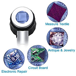 Mexi Handheld 10X Magnifier Loupe Optical Glass Magnifying Glass with Light Scale Magnifying Jewelry Loupe with Measure Scale