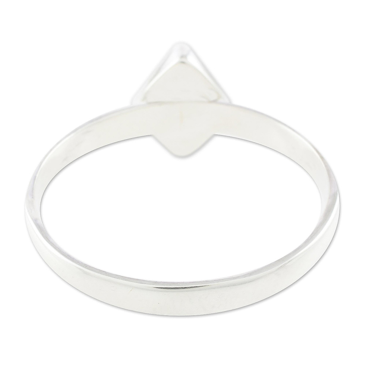 NOVICA Artisan Handmade Jade Single Stone Ring Green Rhombus from Guatemala Sterling Silver Cocktail Geometric [crownbezel 0.4 in L x 0.2 in W x 0.2 in H Band Width 2 mm W] ' Love Rhombus in Green'