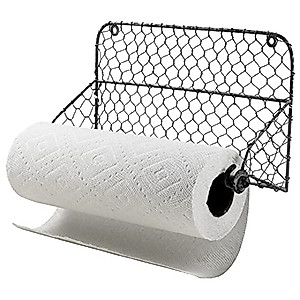 Tribello Farmhouse Wall Paper Towel Holder Chicken Wire Wall Decor Galvanized Metal Finish