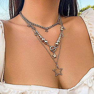 Todu Y2k Star Necklace Gothic Tassel Star Necklace Set Grunge Aesthetic Accessories Halloween Christmas New Year Jewelry Gift For Women