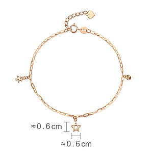 CHOW SANG SANG Delicate Gold 18K Rose Solid Gold Holiday Star Bracelet for Women 92269B | 7.4 Inches, (19 CM)