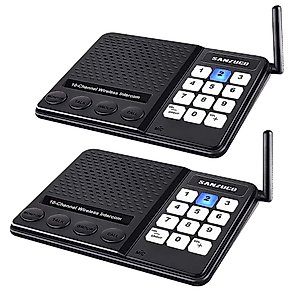 Intercom Wireless for Home,SANZUCO Wireless Intercom System 1 Mile Range for Office School Business House, 10 Channel 3 Private Code Range Room to Room Intercom Communication System (2 Pack)
