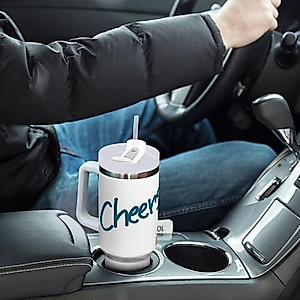 Exnundod 40 oz Tumbler with Handle Cute Otter Cheers Beer Insulated Stainless Steel Cup with Lid and Straw Travel Cup Leak-proof Fits in Car Cup Holder for Iced & Hot