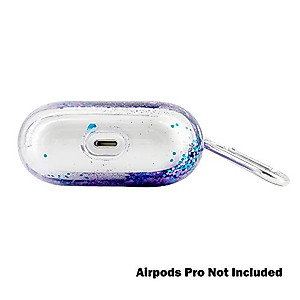 uCOLOR Purple Blue Glitter Waterfall Case for AirPods Pro 2019 360 Full Protective Shockproof Portable Cover with Key Chain for Earphone AirPods Pro Charging Case