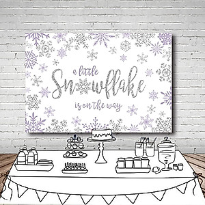 MEHOFOND Winter Snowflake Kids Baby Shower Backdrop Purple and Silver Photography Background Party Decorations Winter Wonderland Photo Studio Banner for Cake Table Supplies 7x5ft