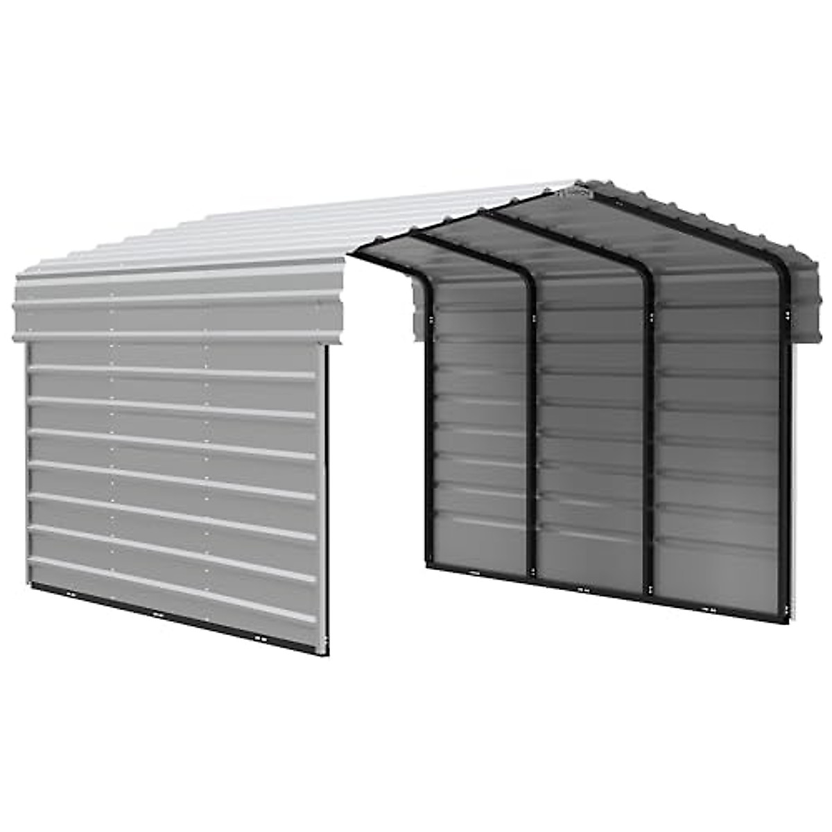 Arrow Carports Galvanized Steel Carport, with 2-Sided Enclosure, Compact Car Metal Carport Kit, 10' x 15' x 7', Eggshell