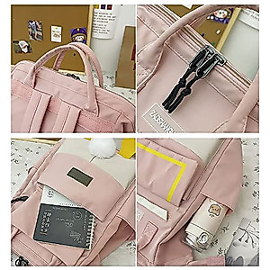 Kawaii Backpack with Kawaii Pin and Accessories Duck Pendant, Lovely Bookbag School Backpack Cute Aesthetic for Teen Girls Women (Green)