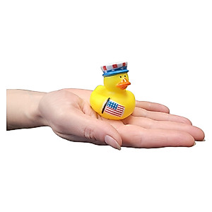 Cool 4th of July Rubber Duckies with USA Flag (2") Standard Size. (12 Pack) Cute Duck Bath Tub Pool Toys. (Patriotic Rubber Ducks)