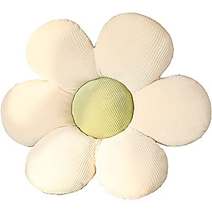 LANFIRE Flower Throw Pillow Seating Cushion Floor Pillow Cushion Flower Shape Bed Sofa Chair Car Seat Nap Throw Cushion Comfy Pillow (15.7 inch, White Green)