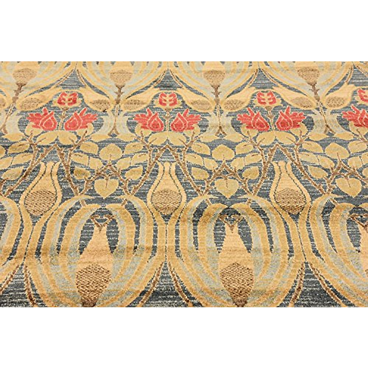 Unique Loom Edinburgh Collection Classic Oriental Traditional French Country Inspired Border Design Area Rug, 8' 0" x 8' 0", Blue/Beige