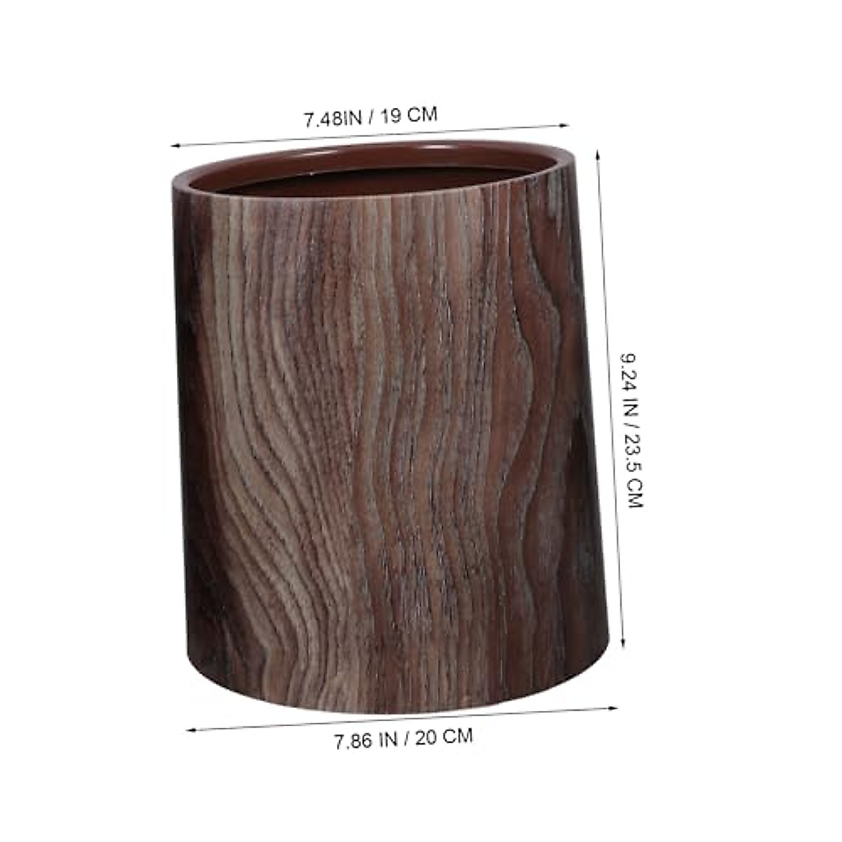 ANDRESLAD Wood Grain Trash Can Kitchen Trash Basket Trash Container Kitchen Trash Can Office Wastebasket Recycling Bin Brown Trash Can Rustic Garbage Can Vintage Trash Can Imitation Leather