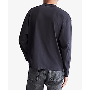 Calvin Klein Men's Relaxed Fit Archive Logo Crewneck Long Sleeve Tee, Black Beauty, Small