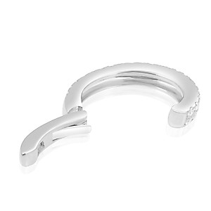 14K White Gold and Diamonds Two-Row Hinged Ear Cuff Fashion Earring - Made of Real 14K White Gold and Genuine Round White H-I / SI1 Diamonds - Prong Setting