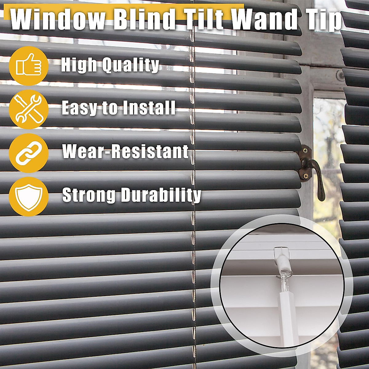 LifCratms 12Pcs Hardware Tilt Wand Tip, Transparent Repair Interior Window Blind Tilt Wand Tip for Broken Horizontal Blind Tilt Wand Vertical Blinds Replacement Parts