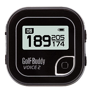 GOLFBUDDY Voice 2 Talking GPS Rangefinder (Bundle), Long Lasting Battery Golf Distance Range Finder & Silicon Strap Wristband (Voice 2, Black Voice 2 + Black Wristband)