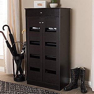 Baxton Studio Acadia Shoe Cabinet in Wenge Brown