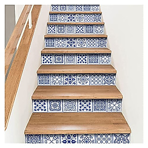 Tile Stickers Simple Blue White Stick on Tiles Bathroom PVC Self Adhesive Wall Tiles Kitchen Stick on Wall Tiles Waterproof Peel and Stick Floor Tiles Self Adhesive Tiles for Walls (Size : 15x15x10pc