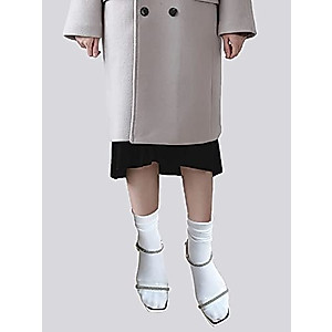 Doitall Women Roll Cuff Socks Womens Loose Casual Cotton Ruffle Slouch Crew Socks Cute White Socks Size 5-7