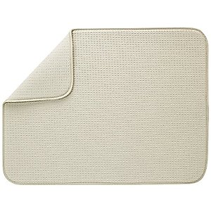 S&T INC. Dish Drying Mat XL, Highly Absorbent Microfiber Kitchen Counter Mat, Dish Drying Pad for Dishes, Utensils, Pots and Pans, Extra Large 18" x 24", Sand