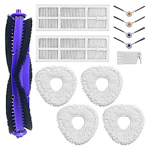 VACUSHOP Vacuum Accessories Replacement for Narwal Freo Versatile Self Mop Clean Robot Reusable Hard Floor Expert Wet Compatible Microfiber Soft x1 Main Brush x4 Mop Pad x2 Filter x4 Edge Brush Set