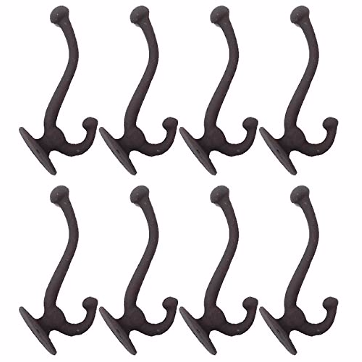 8 Coat Hooks Cast Iron Black School Style Mission Hat Hook Hall Tree Acorn Hook