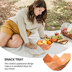 BESTonZON Modern Fruit Basket, European Fruit Bowl, Irregular Fruit Salad Plate Vegetable Snacks Serving Tray Candy Dessert Display Dish for Counters, Kitchen, Countertop, Home Decor, Orange