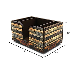 Bar Caddy - Rustic Wood Planks Design - 3 Compartment Caddy