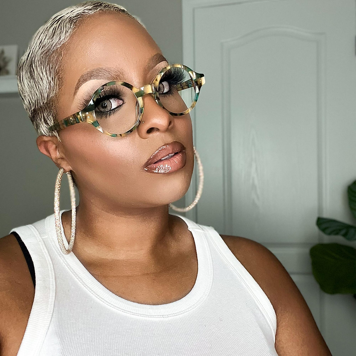 Zeelool Retro Round Blue Light Blocking Glasses for Women Men ZJGA000249-05B Flower