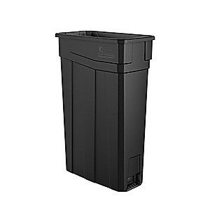 Suncast Commercial 23-Gallon Narrow Trash Can without Handles - Durable Garbage Can, Black