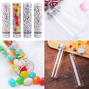 Haawooky 18 Pack 115 ml Clear Plastic Test Tubes with Screw Caps Flat-Bottomed Bath Salt Containers,Candy Containers for Wedding Party Christmas Décor