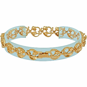 LIFETIME JEWELRY Hearts and Roses Ladies Charm Bracelet for Women 24k Real Gold Plated (Gold (12.5mm), 7 inches)